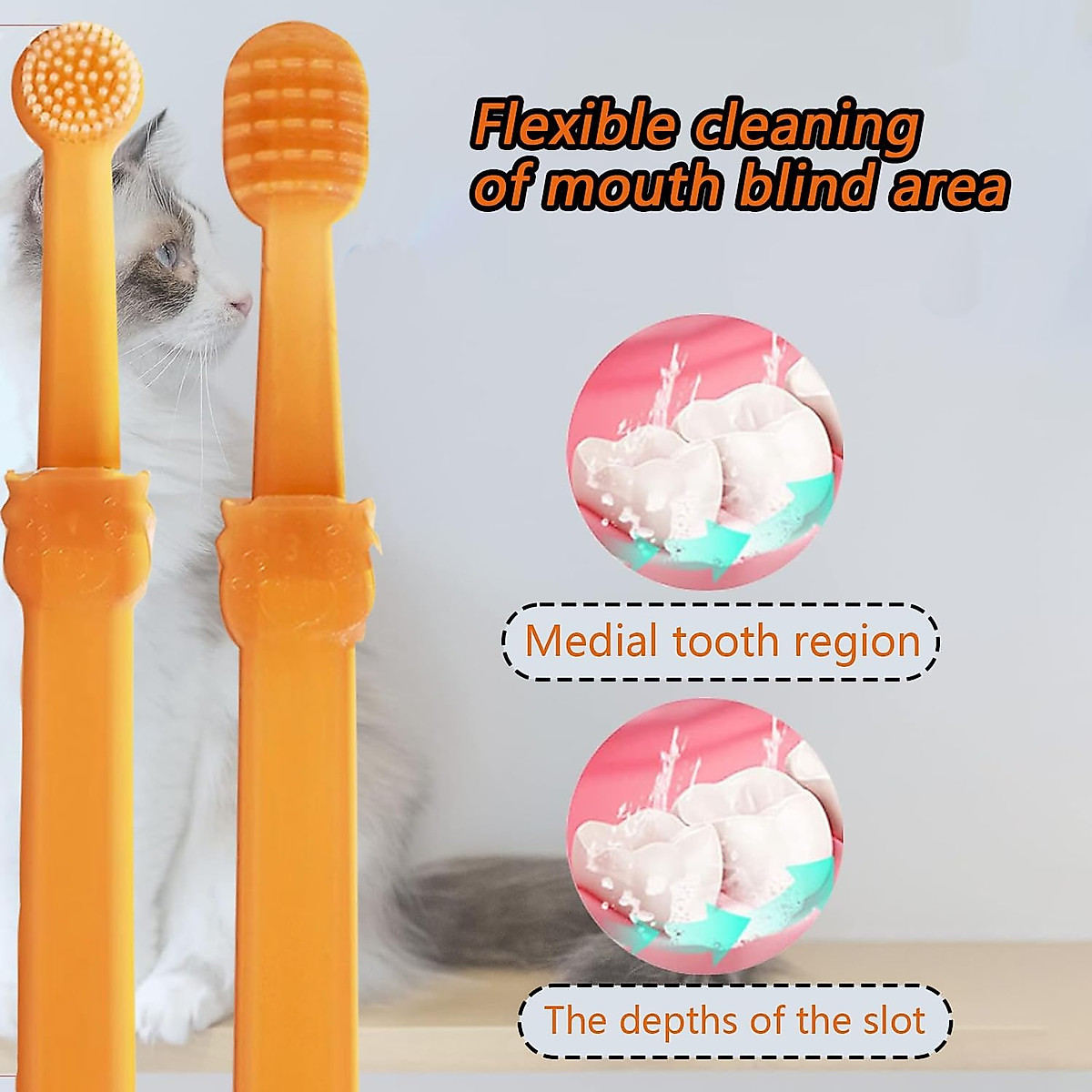 2Pcs Small Dog & Cat Toothbrush Kit with Storage Box, Soft Silicone Cat Dog Tooth Brushing Kit, Tongue Cleaner for Pet Tooth Brushing | Easy to Handle | Deep Clean for Toothbrush for Dogs Small Breed