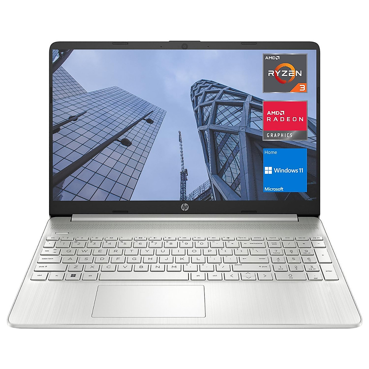 HP Essential 15 Laptop, 15.6" HD Screen, AMD Ryzen 3 5300U, 16GB RAM, 1TB SSD, Webcam, HDMI, Wi-Fi, Windows 11 Home, Silver