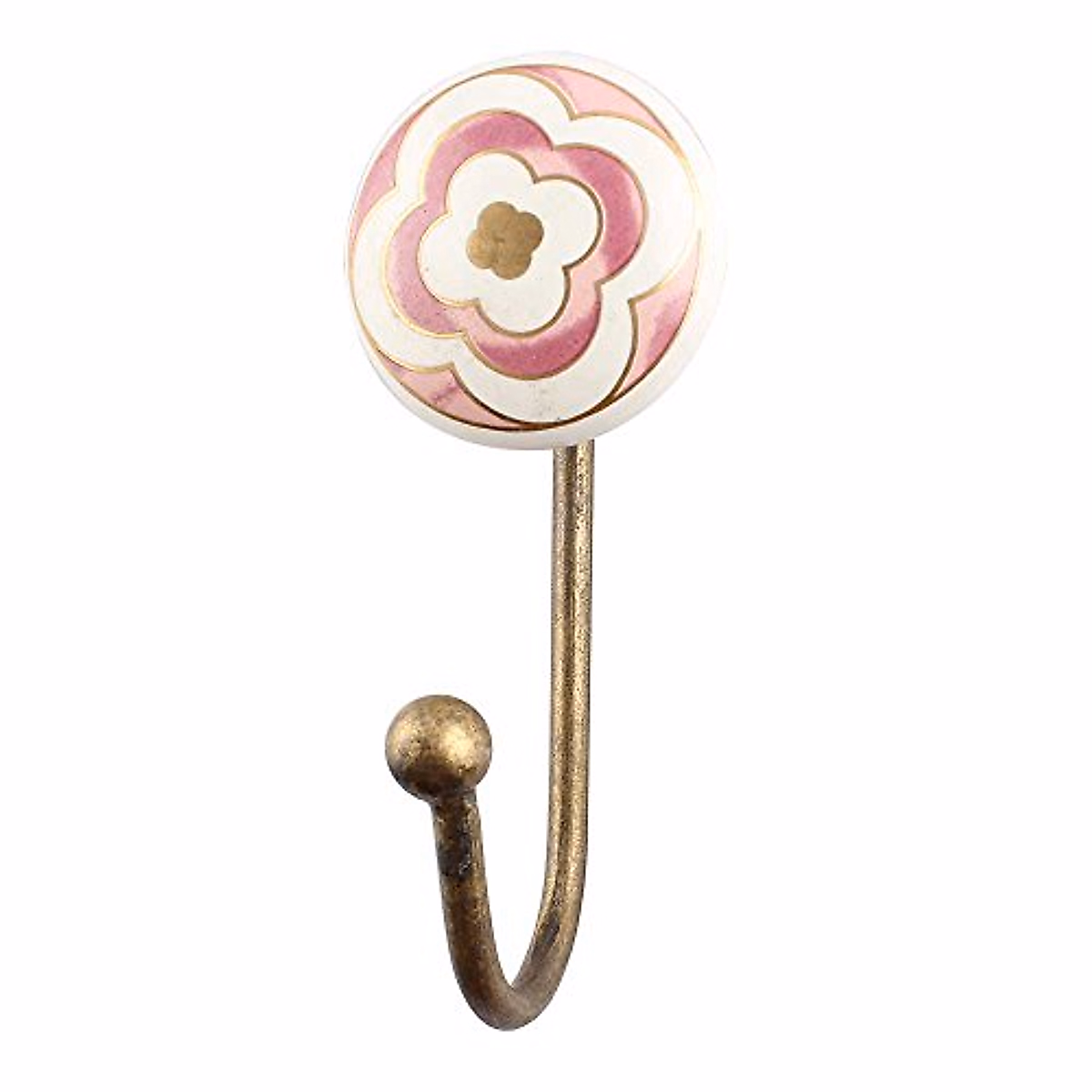 IndianShelf Key hooks Wall Mounted | Pink Coat Hook Single | Ceramic Coat Hanger Wall Mounted | Floral Single Wall Hooks | Coat Wall Hooks [12.70 cm]