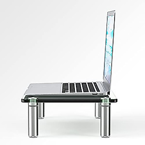 Rfiver Dual Glass Monitor Stand Riser, 2 Pack Computer Monitor Riser, Clear Monitor Stand for Desk, Create More Storage Space Under for Screens/Laptops/Printers