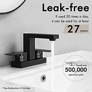 KES Black Bathroom Faucet 4-Inch Centerset, Modern Bathroom Sink Faucet with Supply Lines, SUS304 Stainless Steel, L4150LF-BK
