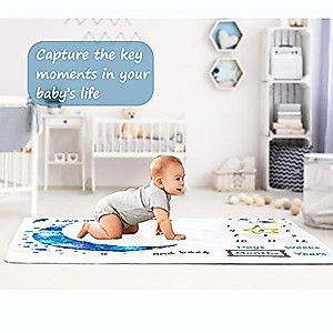 Kmivo Baby Monthly Milestone Blanket for Baby Boy, Baby Photo Blanket for Newborn Baby Shower, Monthly Blanket for Baby Pictures, Capture Baby Growth and milestones,Large 60"x40"