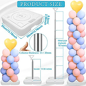 Balloon Column Stand Kit Set of 2 for Floor, SOFTTIME Balloon Tower Kit with Heavy Base, Adjustable 78"Balloon Pillar Kit with Metal Pole for Birthday, Wedding, Baby Shower, Party Decoration…