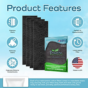 Breathe Naturally - Extra Thick Carbon Filter Replacement Compatible with Hoover Air Purifiers - Carbon Pre-filters Compatible with Hoover AH60010, wh10100 and wh10200 - Made in the USA (4 pack)