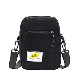 RICHTRUE Corduroy Purse Small Crossbody Bag Mens Bag Purses for Women Crossbody Bag Aesthetic Purse (Black)