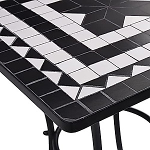 CHARMMA Mosaic Bistro Tables,Ceramic Table Top Metal Frame for Porch Beach Patio Garden Balcony Poolside,Plant Stand,Square with Black,23.6"