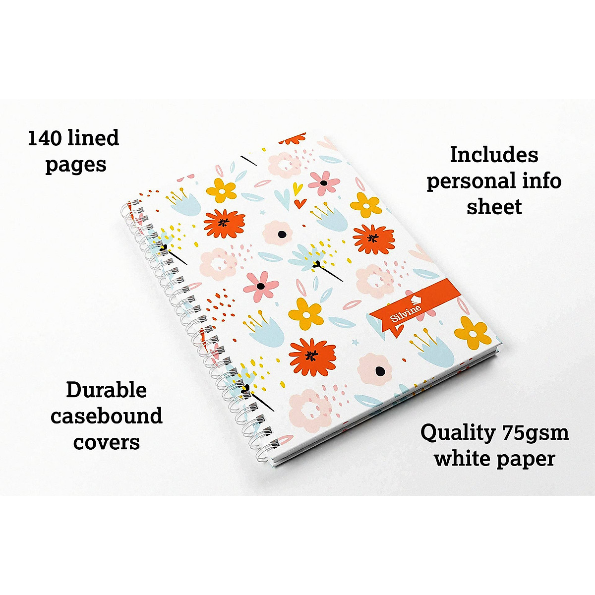 Silvine A5 Marlene West Hardback Notebook - Lined (140 Pages)