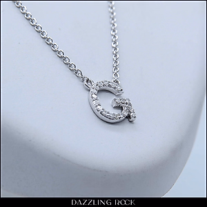 Dazzlingrock Collection 0.12 Cttw Round White Diamond Uppercase Initial 'G' Pendant Necklace with 18 inch Silver Chain for Women in 14K Solid White Gold