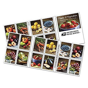 Fruit and Vegetables Postage Stamps Booklet of 20