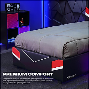 X Rocker Orion eSports Twin Gaming Bed, Black Faux Leather, Durable Frame and Padded Headboard