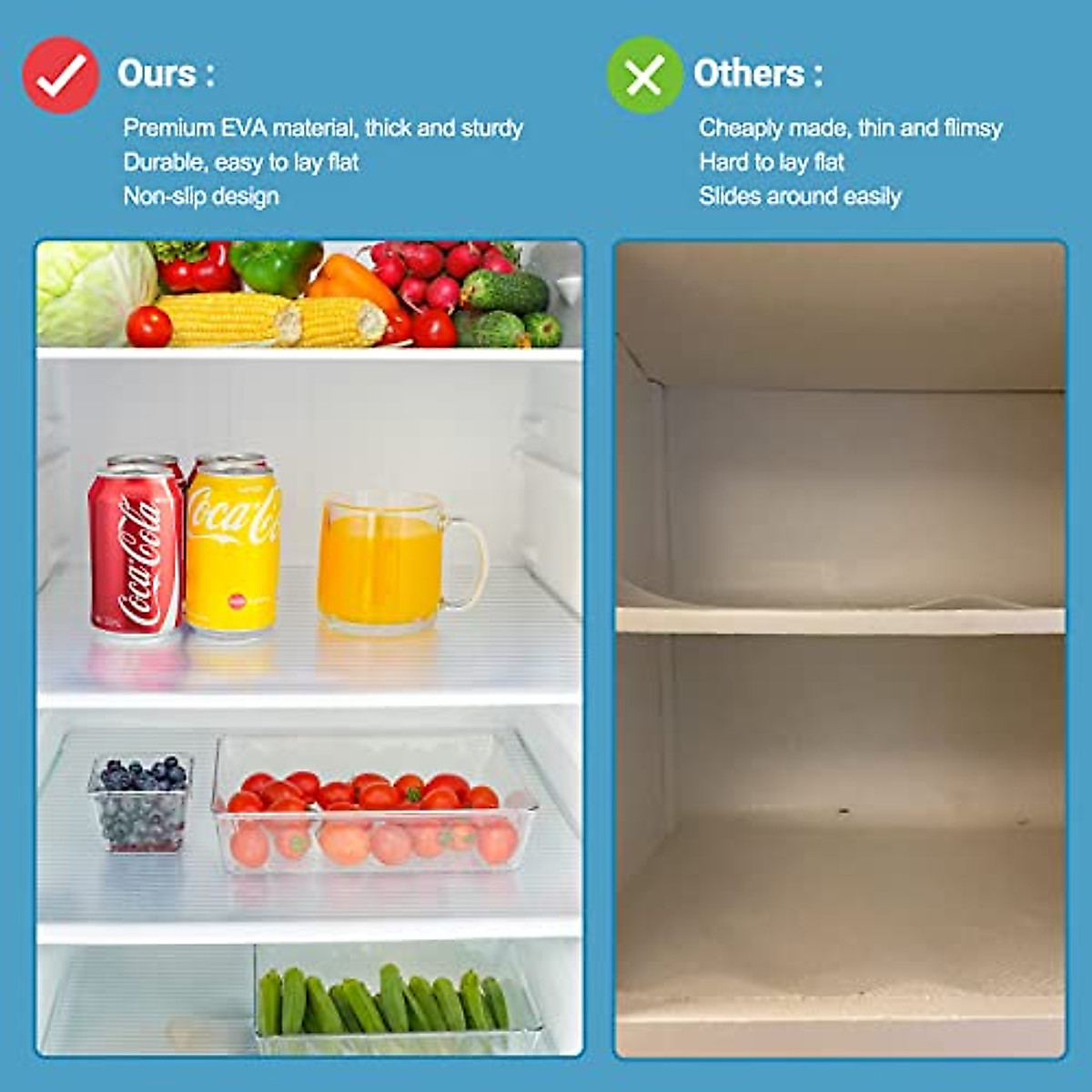 Puricon Non-Adhesive Shelf Liner, Non-Slip Clear Plastic Ribbed Liners for Refrigerator Pantry Cabinet Closet Drawer Desks Shelves Storage, BPA Free -12 Inch x 5 FT