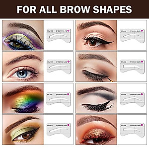 GIDEHOME Eyebrow Stamp Stencil Kit, One Step Eye Brown Eyebrow Powder Kit, Long Lasting Waterproof Eyebrow Makeup, Eyebrow Stencils Eyebrows Shape Reusable with 8 Reusable Eyebrow Stencils Dark Brown