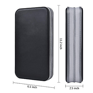 alavisxf xx CD Case, 96 Capacity Hard Plastic CD Holder Protective DVD Disc Storage Case Holder Portable Zipper CD DVD Organizer Storage Wallet for Car Home Travel (96 Capacity, Black)