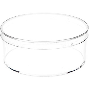 Pioneer Plastics 015C Clear Small Round Plastic Container, 3.3125" W x 1.3125" H, Pack of 4