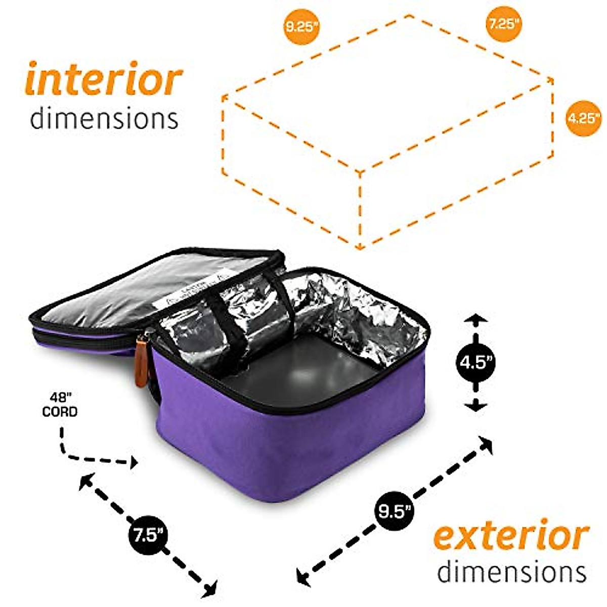 HotLogic 16801174-PUR Food Warming Tote Lunch Bag Plus 12V, Purple