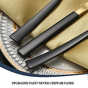 20 Pieces Silverware Set, Stainless Steel Flatware Set Includes Spoons Forks Knives, Cutlery Utensils Set Service for 4, Gold Mirror Polished and Matte Black Painted, Dishwasher Safe