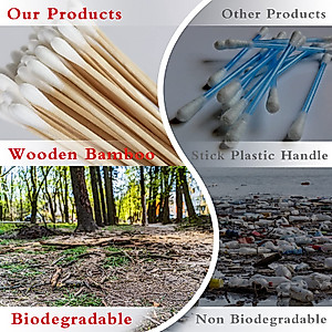 500PCS 6" Cotton Swabs in Storage Box - Long Cotton Swab with Bamboo Handle - Lint Free Cotton Swabs with Wooden Sticks - Highly Absorbent Cotton Tipped Applicators for Makeup, Gun Cleaning, Pet Care