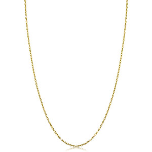 Kooljewelry 14k Yellow Gold Rope Chain Pendant Necklace (1 mm, 18 inch)