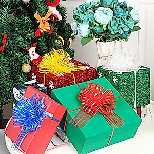 Pull Bow Large Organza Wrapping Pull Bow with Ribbon for Wedding Gift Baskets, 6 Inches Diameter Multicolor (14 Pieces)
