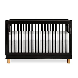 Evolur Loft Art Deco 3-In-1 Convertible Crib In Black, Greenguard Gold Certified, 3 Mattress Height Settings, Features Rounded Spindles, Converts To Toddler Bed & Daybed