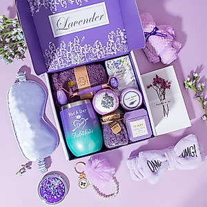 Birthday Gifts for Women,Gifts for Her Purple Gifts Basket for Women Lavender Relaxing Gift Set Self Care Package Unique Female Gift Ideas Birthday Presents Female Friendship Gifts Christmas Gifts