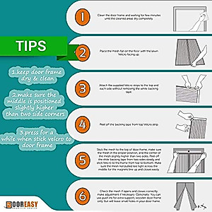 DOOREASY Magnetic Screen Wide Range Sizes Screen Door, Full Frame Loop Sewn Polyester Mesh, Add-on Magnets and Weight Bars(Fits Doors up to 30"x79")