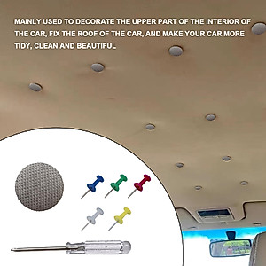 Car Roof Headliner Repair Kit Rivets Repair Button Interior Ceiling Cloth Fixing Repair Buckle with Installation Tool 60Pcs (Grey Grid)