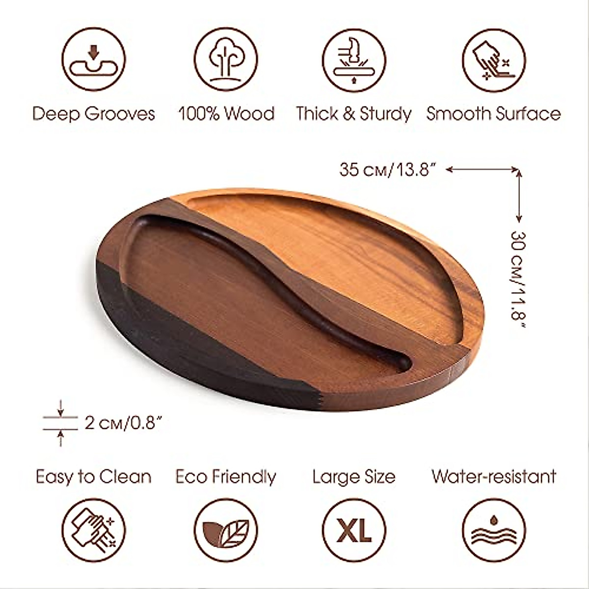 CG Home Heat-Treated Wooden Beech Large Cheese Board, Large Oval Charcuterie Board Platter Unique Housewarming & Bridal Shower Gift Serving Solid Tray Sturdy & Durable