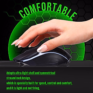 Sratte 30 Pack Black USB Wired Mouse Bulk 1200 DPI RGB Optical Computer Mouse 3 Button 7 Color LED Backlit Wired Ergonomic USB for Gaming Office Desktop Laptop Gamer Computer