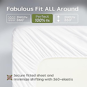 SONORO KATE 600 Thread Count Cotton Sheets, Cooling Luxury 100% Egyptian Cotton Bed Sheets 4 Piece, Soft Breathable and Sateen Weave, 16" Deep Pocket (White, Queen)