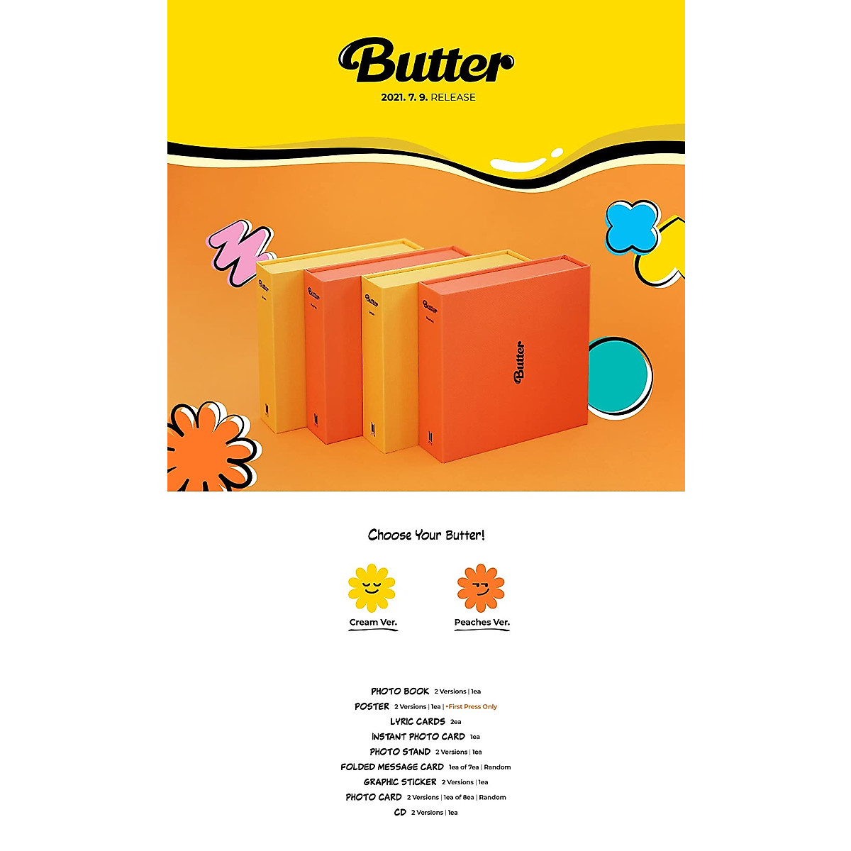 Big Hit Entertainment KTMMD1083 BTS - Butter Album+Extra Photocards Set (Cream ver.)