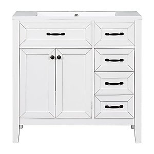 SZLIZCCC 36" Bathroom Vanity with Sink Combo, Bathroom Cabinet with Drawers, Solid Frame and MDF Board