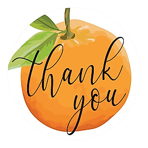 Orange Little Cutie Baby Shower Thank You Stickers, Party Favor Bag Stickers - 40 Count
