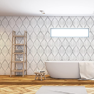 Amiya Silver Gray Peel and Stick Wallpaper Modern Boho Removable Vinyl Contact Paper Leaf Self Adhesive Bathroom Wallpaper for Cabinets 17.7" x 120" Renter Friendly