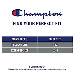 Champion Men's Double Dry Moisture Wicking Ankle Socks 6, 8, 12 Packs Availabe, White/Grey/Black-6 Pack, 6-12