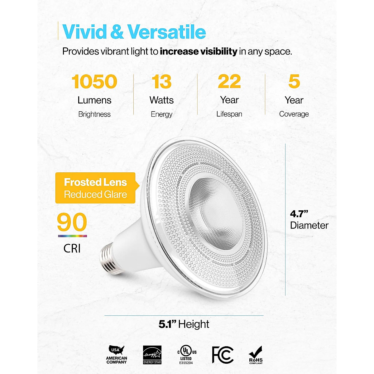 Sunco 16 Outdoor LED Flood Home Patio Driveway Light, Waterproof PAR38 LED, CRI90 5000K Daylight Dimmable, 100W Equivalent 13W, Wet-Rated, 1050 Lumens, E26 Base UL