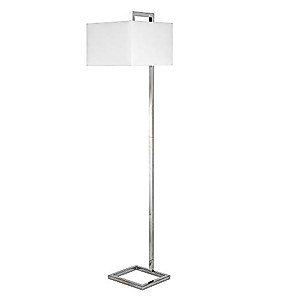Grayson 68" Tall Floor Lamp with Fabric Shade in Polished Nickel/White