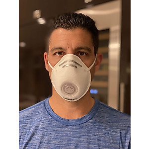 MAGID N95 Respirator Masks with Metal Nose Clips & Latex-Free Elastic Headbands, Triple Layer Construction, Cup Style with Valve (Medium) - 10 Respirators (20180021VN95)