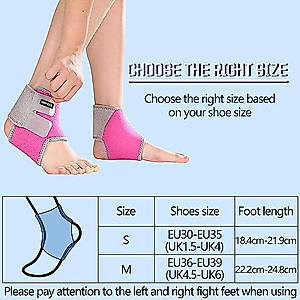 ONTYZZ 1 Pair Kids Ankle Brace Ankle Compression Sleeve Adjustable Ankle Support Brace for Football Basketball Dancing Pink/M
