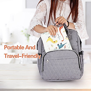 Baby Diaper Changing Pad, 21 5/8" x 31.5" Waterproof Changing Pad Liners 2Pack - Reusable Soft and Absorbent Portable Changing Mat(Dinosaur2PCS)