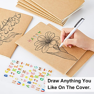 feela 8 Pack Unlined Kraft Paper Notebooks, Blank Journal Note Pad for Drawing Writing, Small Sketchbook Travel Journal Bulk for Women Kids Students Office School Supplies, A5, 60 Pages, 8.3” X 5.5”