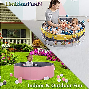 LimitlessFunN Kids Ball Pit Foldable Double Layer Oxford Cloth Play Ball Pool with Storage Bag (Balls Not Included) Playpen for Baby Toddlers (32 Inch, Small, Pink)