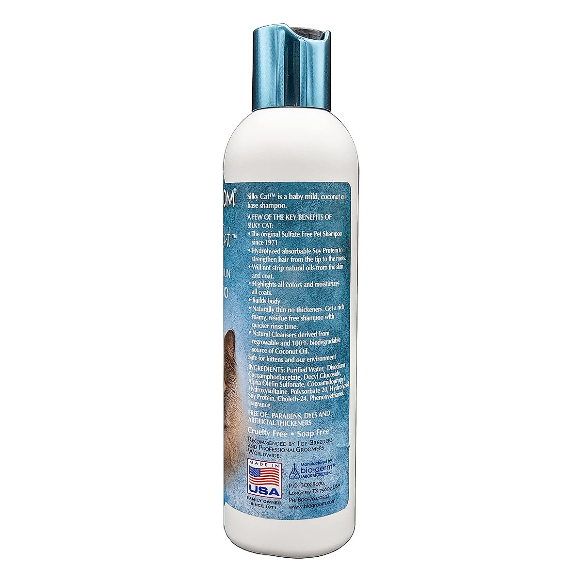 Bio-Groom Protein Lanolin Cat Shampoo – Tear-Free Pet Shampoo, Soy Protein, Cat Bathing Supplies, Residue-Free, Cruelty-Free, Made in USA, Tearless Cat Products – 8 fl oz 1-Pack