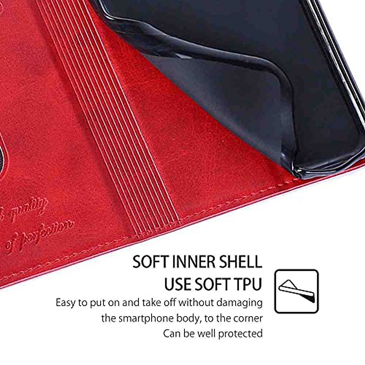 BANLEI2U Phone Cover Wallet Folio Case for Oppo Reno 2, Premium PU Leather Slim Fit Cover for Reno 2, Luxury, Red