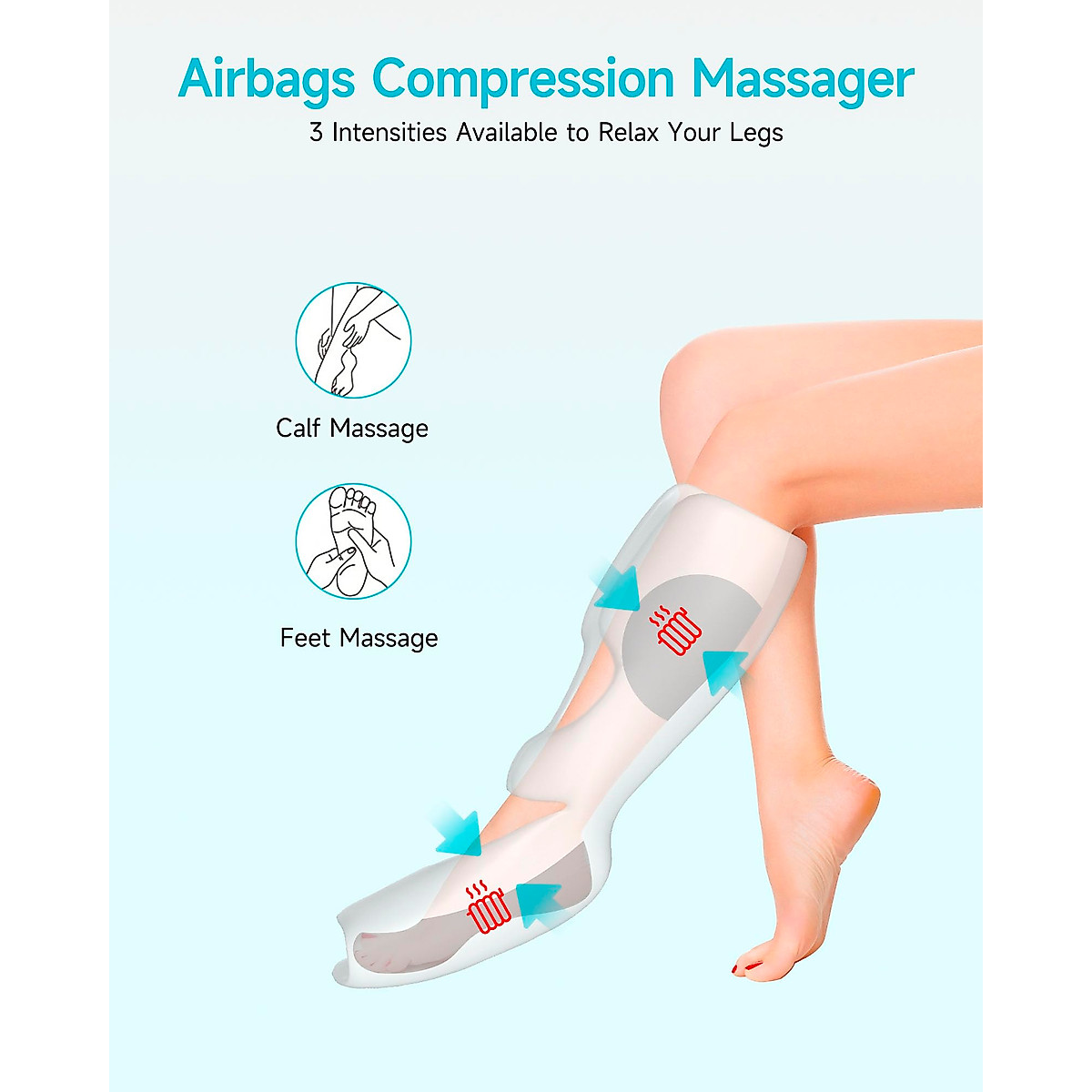 ALLJOY Leg and Foot Massager with Heat, Air Compression Leg Massager for Circulation and Pain Relief, Foot and Calf Massager 6 Modes 3 Intensities 2 Heating Levels Adjustable Massage Boots Best Gift