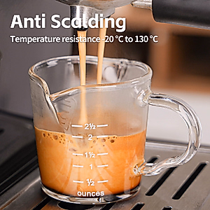 Espresso Shot Glass 70ML/2.3OZ Triple Pitcher Barista Double Spouts With Pouring Handle (1 Pack)