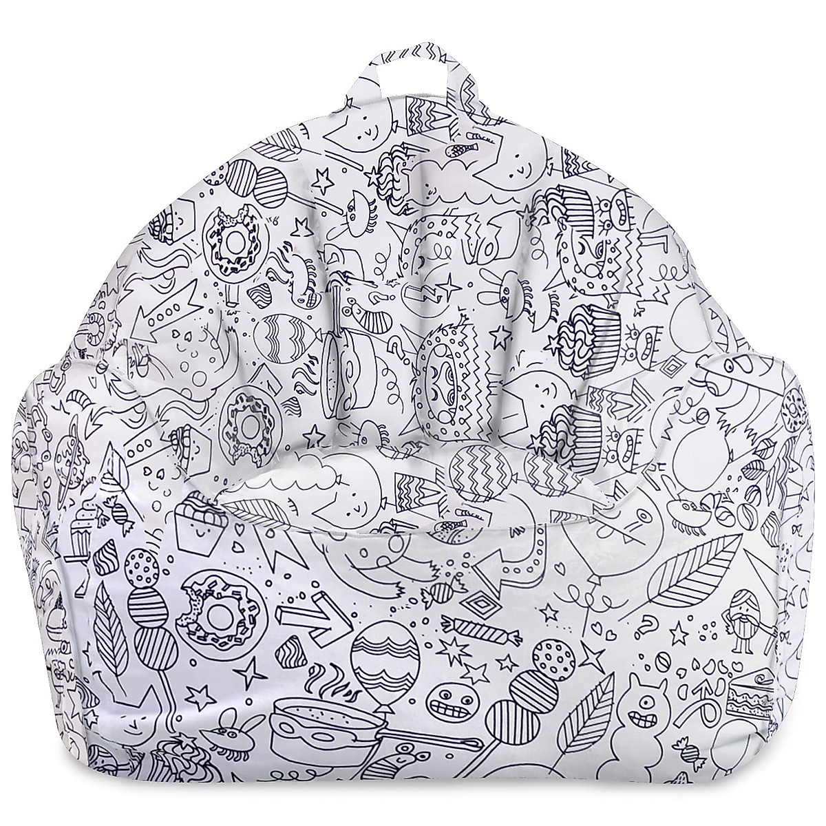 Posh Creations Structured Comfy Bean Bag Chair for Gaming, Reading, and Watching TV, Malibu Lounge, Canvas Coloring Fabric - Creatures