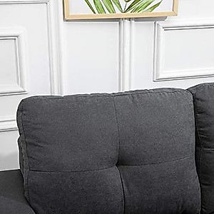 HOMCOM Convertible Sectional Sofa Couch with Reversible Chaise, L-Shaped Couch with Thick Sponge Cushions for Small Space, Dark Grey