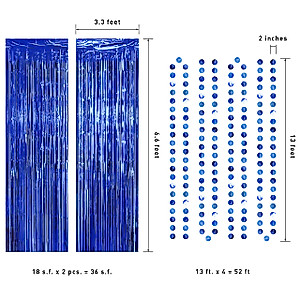 Decor365 Blue Fringe Curtains Blue Party Decorations Blue Circle Garlands Streamers Banner Backdrp for Wedding Graduation Bridal Shower Bachelorette Ramadan Birthday Party Supplies