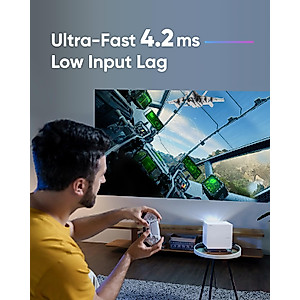 NOMVDIC P1000 Short Throw Projector 4K, 2300 ANSI Lumens with H/K Speaker, 180" Big Screen, Auto Focus & Keystone, 4K Gaming Projector 4.2ms Low Latency (Fire TV Stick 4K Max Included)